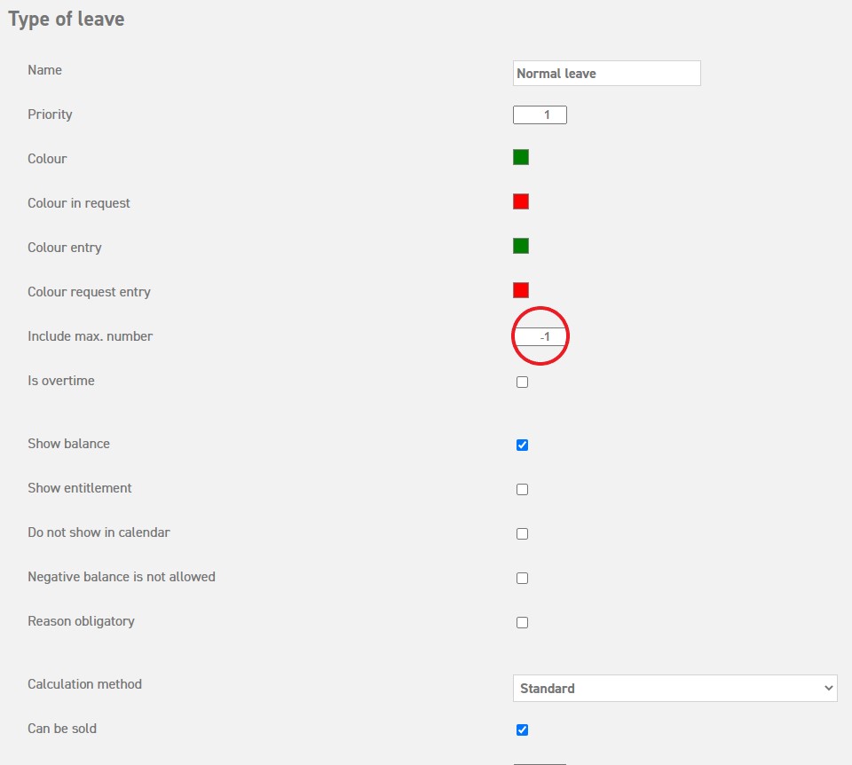 Type of leave: Set leave balance transfer to new year – Leavedays Support