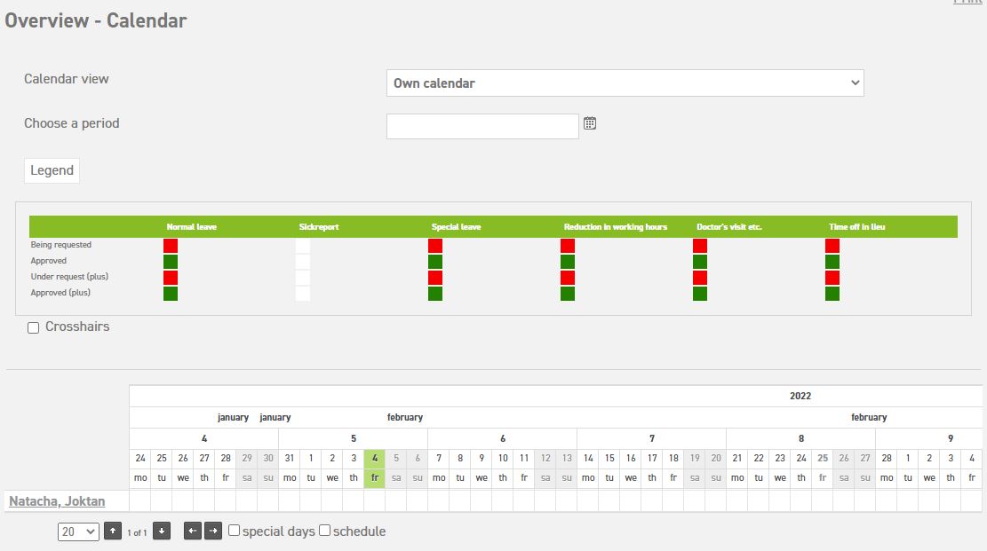 Set colours for types of leave in calendar summary – Leavedays Support