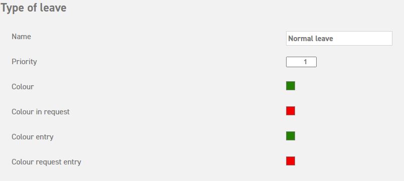 Set colours for types of leave in calendar summary – Leavedays Support