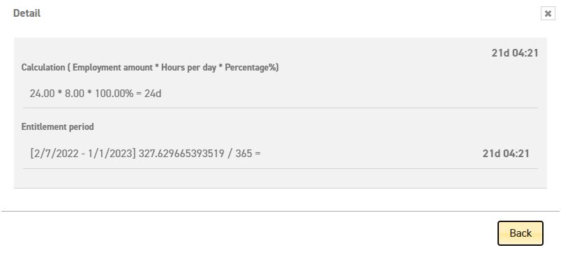 Calculation of the leave balance – Leavedays Support