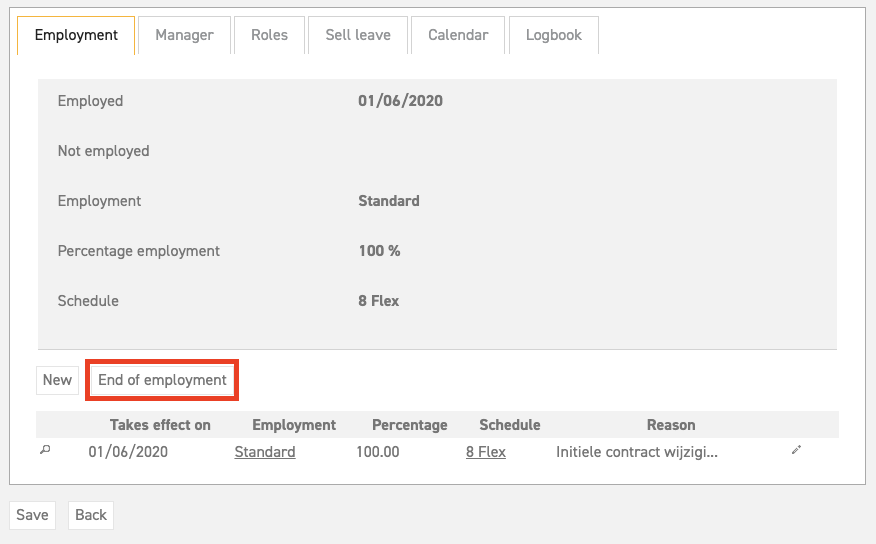 End an employment or create a temporary contract – Leavedays Support