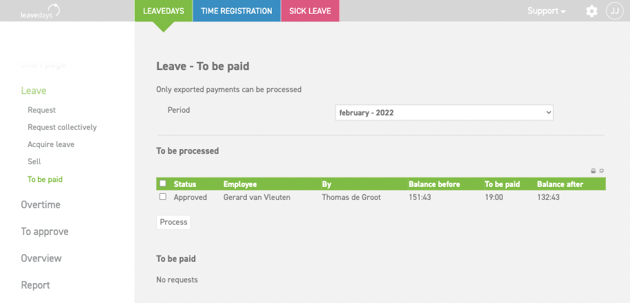 Process sell leave requests (payable) – Leavedays Support