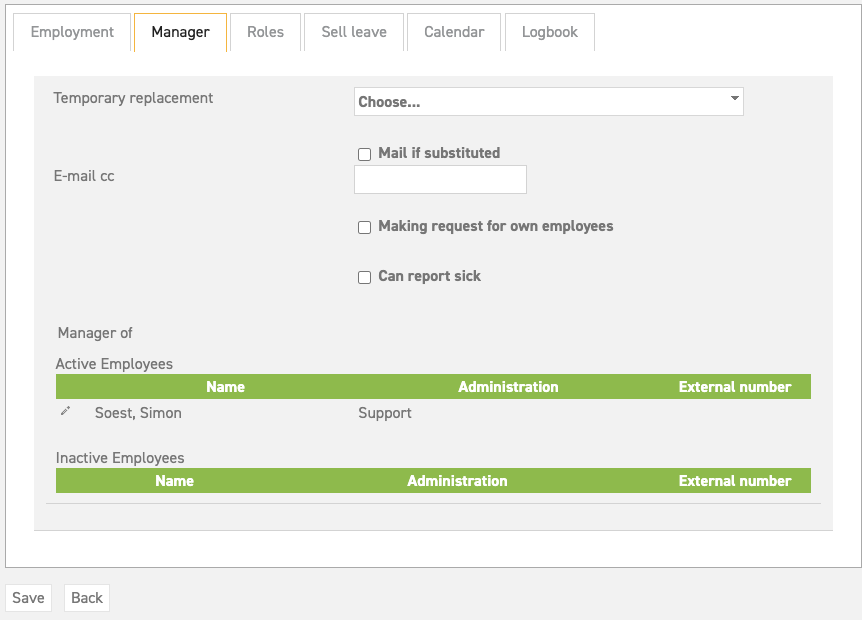 Edit employee – Leavedays Support