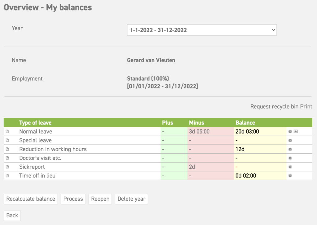 Balance – Manage the balance – Leavedays Support